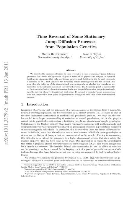 Pdf Time Reversal Of Some Stationary Jump Diffusion Processes From