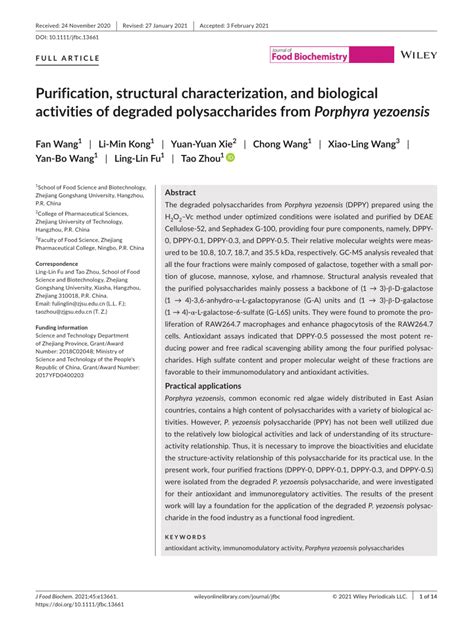Purification Structural Characterization And Biological Activities Of
