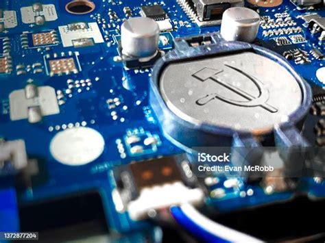 Soviet Motherboard Computer Chip Battery Stok Fotoğraflar And Orak Çekiç