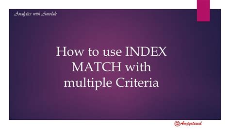 14 How To Use Index Match With Multiple Criteria Youtube