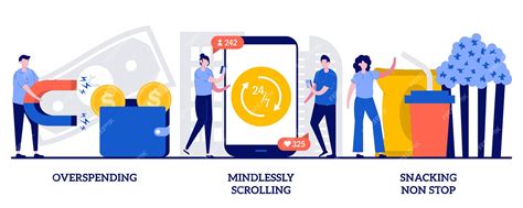 Premium Vector Overspending Mindlessly Scrolling Snacking Nonstop