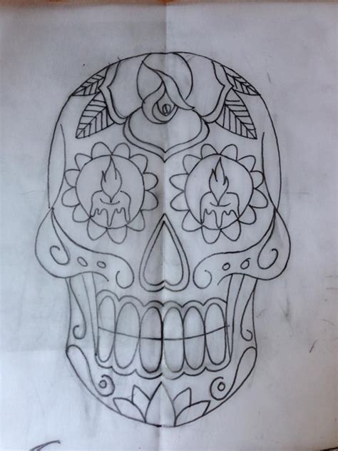 Traditional Tattoo With Skull And Flowers