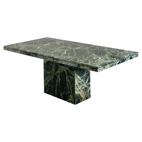 1970s Italian Green Verde Guatemalan Marble Rectangular Dining Table At