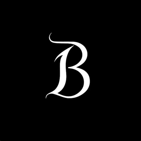 Черный силуэт логотипа буквы B на белом фоне Премиум векторы