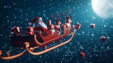 Magical Christmas Eve Adventure Santa Claus Riding His Sleigh Through A