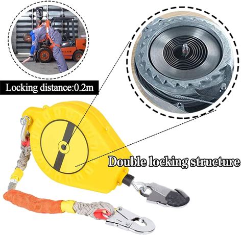 Buy Retractable Self Retracting Lifeline Fall Arrest System With Steel Cable And Hook Dual