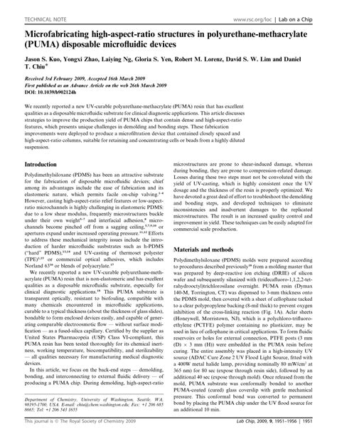 Pdf Microfabricating High Aspect Ratio Structures In Polyurethane Methacrylate Puma