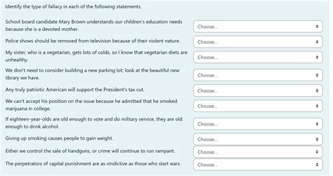 Please Help Identify The Type Of Fallacy In Each Of