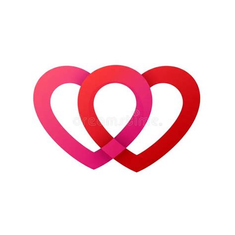 Two Interlocking Heart Shapes One Pink And The Other Red Create A