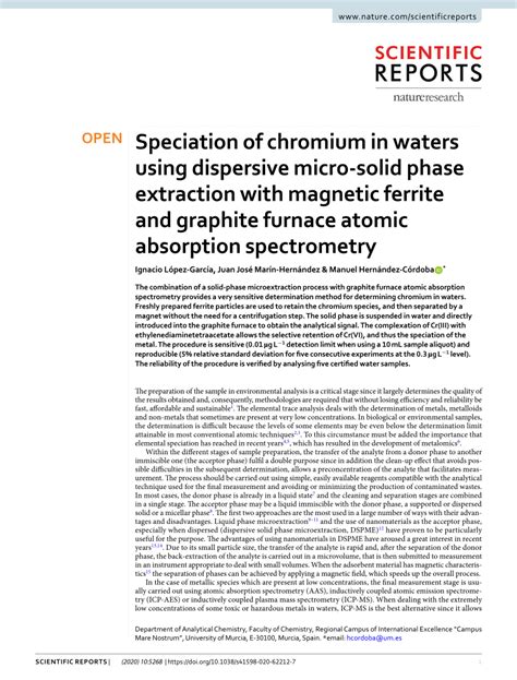 Pdf Speciation Of Chromium In Waters Using Dispersive Micro Solid Phase Extraction With