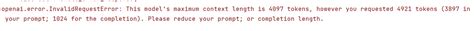 Openaierrorinvalidrequesterror This Models Maximum Context Length