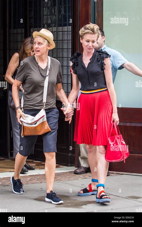 Ellen Degeneres And Her Wife Portia De Rossi Leaving A Hotel Holding