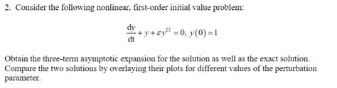 Solved 2 Consider The Following Nonlinear First Order