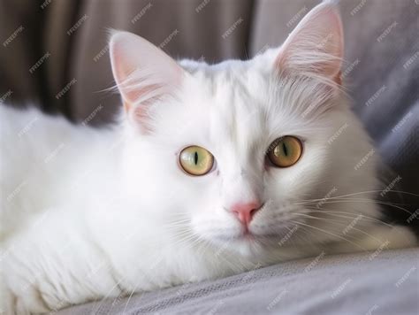 Белая кошка с зелеными глазами турецкая ангора ванский котенок с