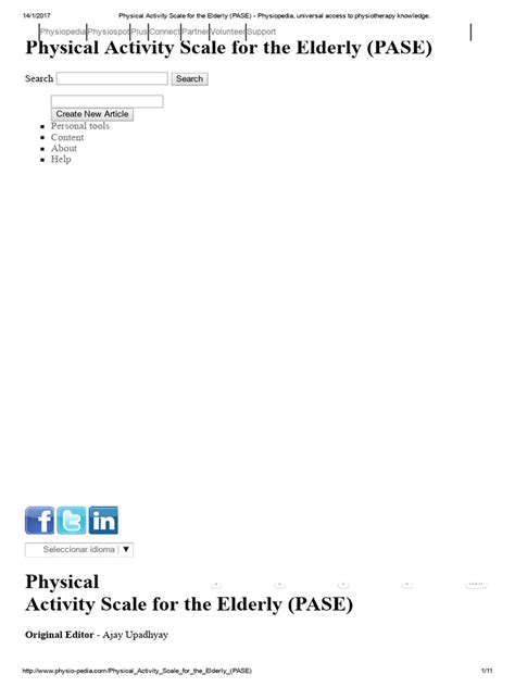 Physical Activity Scale For The Elderly Pase Pdf
