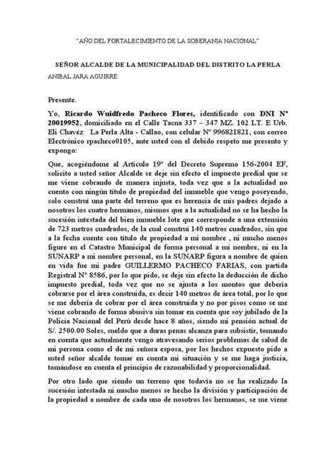 Escrito De Exoneracion De Impuesto Pdf