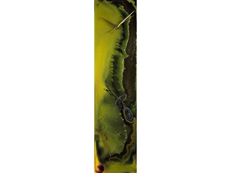 Modern Wall Clock Green And Gold Home Decor With Lighting Narrow Wall Art Abstract Rectangular