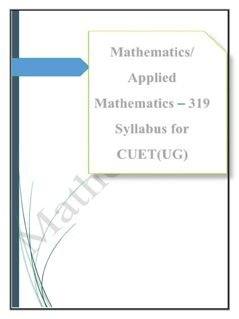 Mathematics Applied Mathematics 319 Syllabus For Cuet Ug Pdf