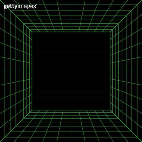 Wireframe Perspective Cube 3d Wireframe Grid Room 3d Perspective Laser Grid Cyberspace Black