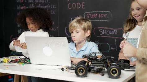 Boy Using Laptop Programing Engineering Code And Writing Program Erudition Stock Video Video