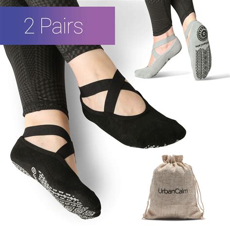 Buy Urban Calm Pilates Grip Socks For Women 2 Pairs Non Slip And Straps