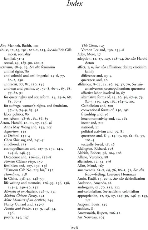 Index Queer Kinship After Wilde