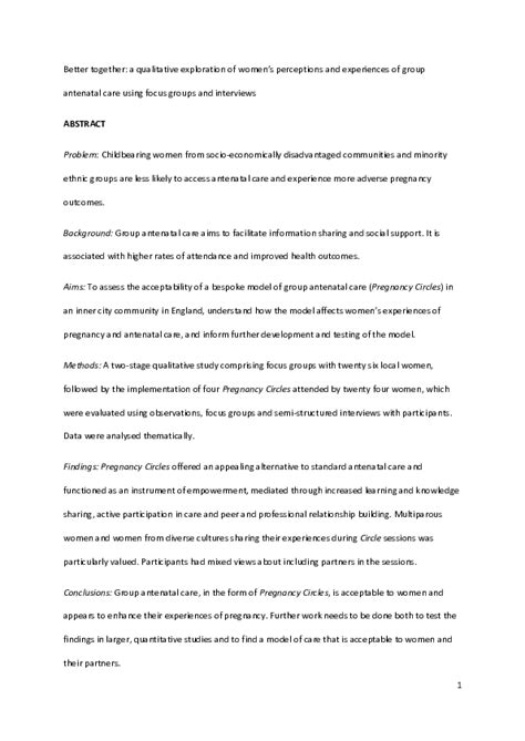 Pdf Better Together A Qualitative Exploration Of Womens Perceptions