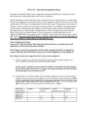 PSYC 101 Experiment Assignment Docx PSYC 101 Experiment Assignment