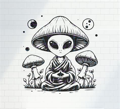 Alien Mushroom Trippy Svg Png  Hippy Zen Meditation Cute