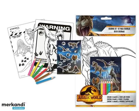 Jurassic World Coloring Set With Pens And Stickers Germany New The