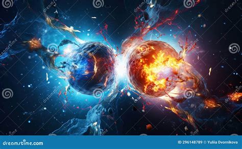 Subatomic Proton Particle Collision Nuclear Fusion Concept Stock Illustration Illustration Of