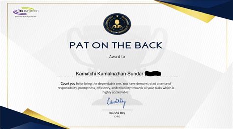 kamatchisundar kamalanathan on linkedin good day delighted to receive pat on the back