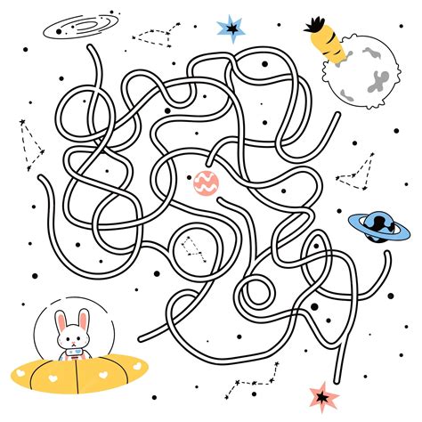 Игра в лабиринт Doodle запутанный путь кролика летящего в космосе на