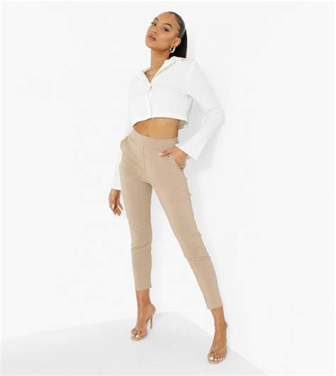 Buy Boohoo Super Stretch Tapered Tailored Trousers In Camel 6thstreet