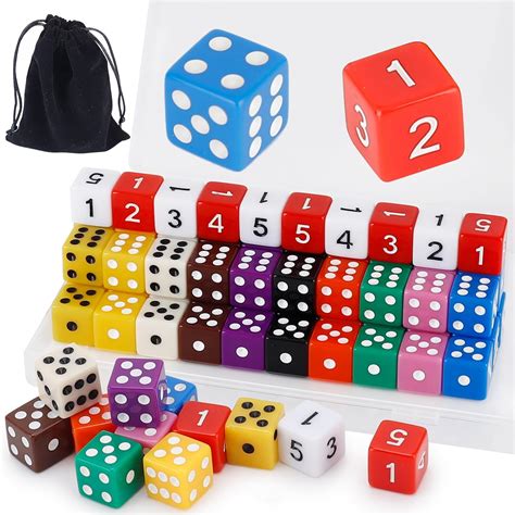 60 Pieces 16mm Colored Dice Set 6 Sided Standard Opaque