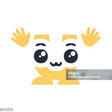 손 재미있는 이모티콘 벡터 클립 아트와 편지 U 귀여운 가와이 캐릭터 0명에 대한 스톡 벡터 아트 및 기타 이미지 0명
