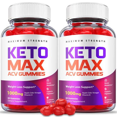 2 Pack Keto Max Acv Gummies 1000mg With Apple Cider Vinegar B12