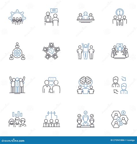Cooperation Building Line Icons Collection Collaboration Partnership