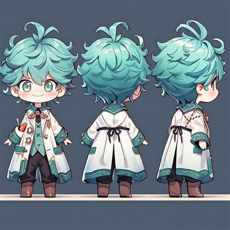 Colorful Male Chibi Kawaii Scientist Lab Coat Neon Colors Microscope