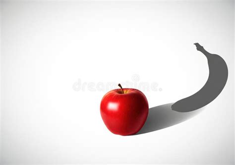 A Red Apple With A Shadow In The Form Of A Banana Space For Text