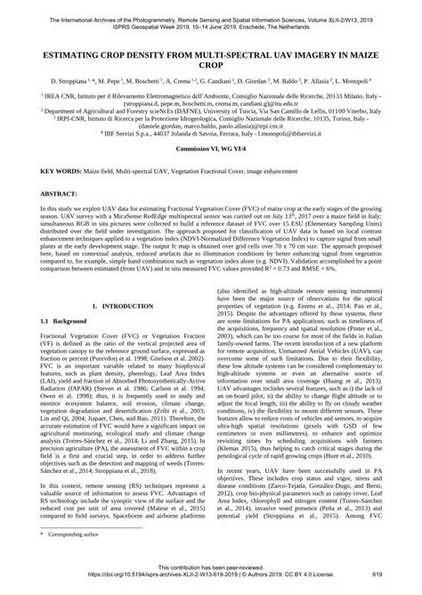 Pdf Estimating Crop Density From Multi Spectral Uav Presenting Small Calcium And Chalk
