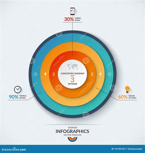 Infographic Concentric Diagram Template With 10 Options Vector