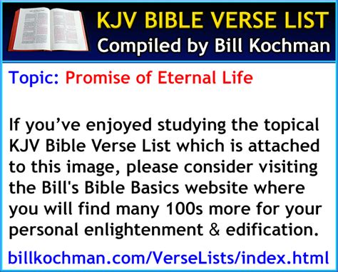 PROMISE OF ETERNAL LIFE KJV King James Version Bible Verse List