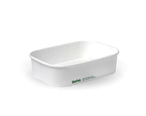 White Bioboard Pla Lined Rectangular Container 500ml 300 Ctn