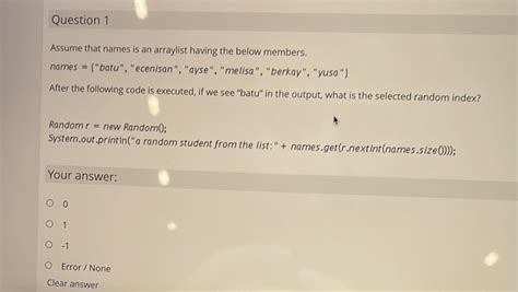 Solved Assume That Names Is An Arraylist Having The Below Chegg