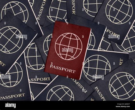 Red Passport With Blue Ones On Background Official Documents With