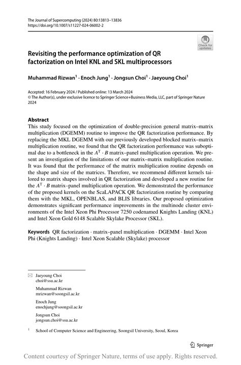 Revisiting The Performance Optimization Of Qr Factorization On Intel