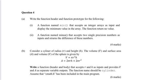 solved question 4 a write the function header and function
