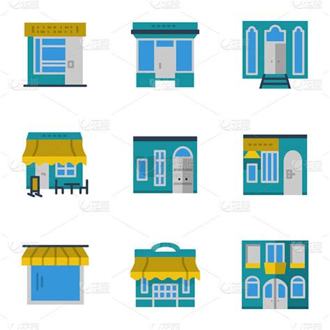 店面蓝色矢量图标集