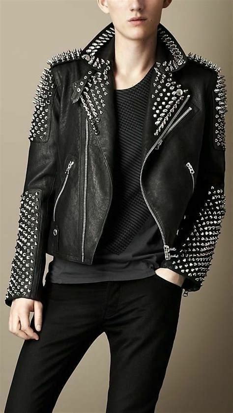 New Mens Black Punk Full Silver Metal Spiked Studded Brando Real